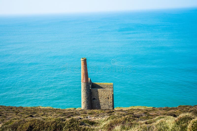 Wheal Coates on the Top of the Cliff in the Background of Sea in ...