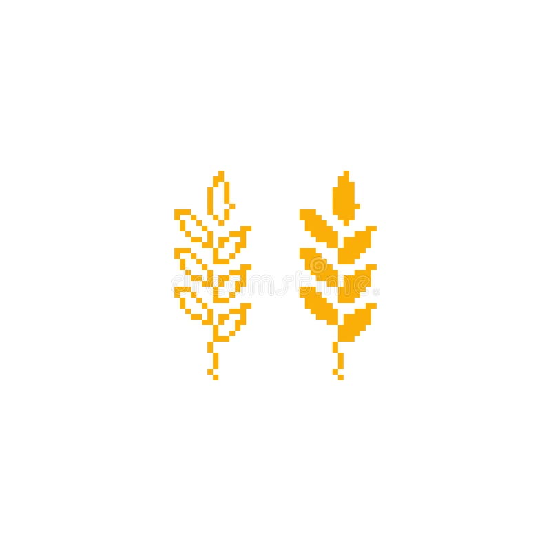 Wheat Agriculture Organic. Pixel Art 8 Bit Vector Icon Illustration ...