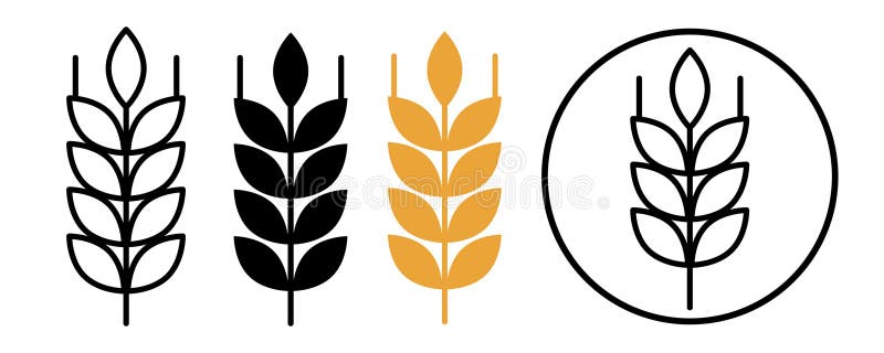 Wheat or Barley Icon Set. Grain Symbol Stock Illustration ...