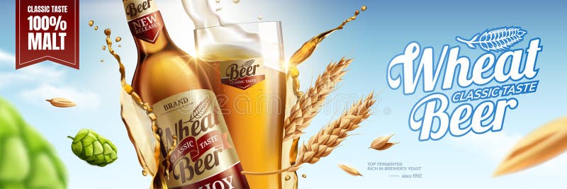 Wheat beer banner ads stock vector. Illustration of vector - 308619560