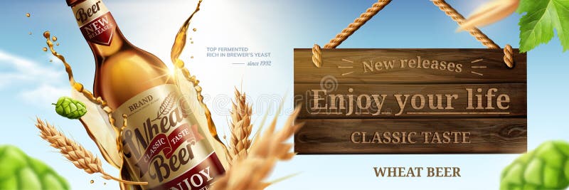 Wheat beer banner ads stock vector. Illustration of product - 308619570