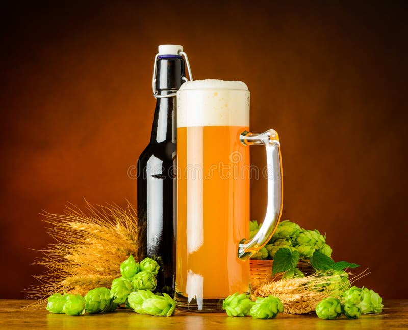 Wheat Beer and Brewing Ingredients Stock Photo - Image of brewing ...