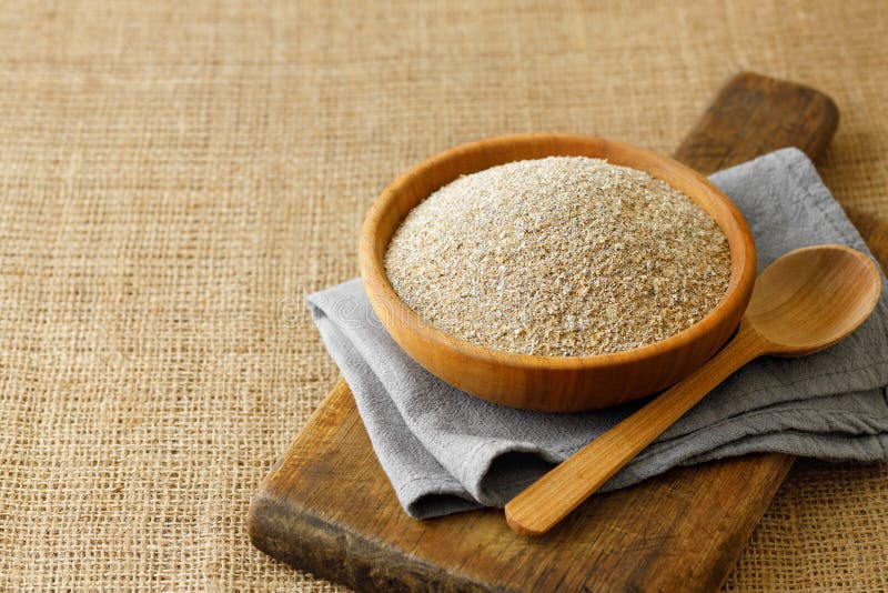 Wheat Bran in Bowl on Table with Burlap Stock Photo - Image of ...