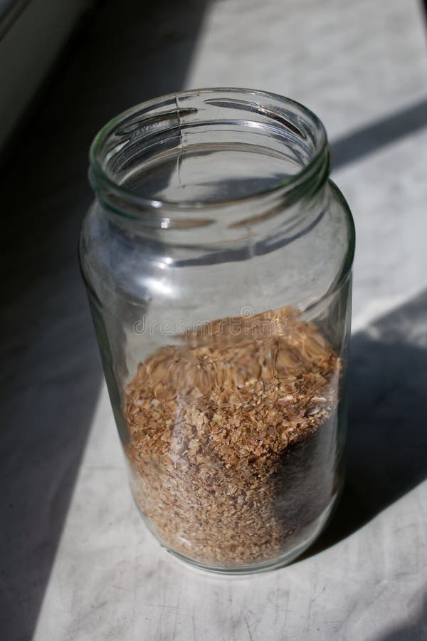 Wheat Bran in a Glass Jar, Isometric Stock Image - Image of fibre ...