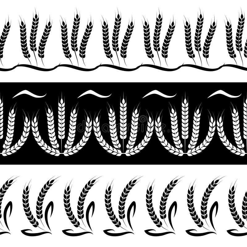 Harvest Seamless Borders with Wheat Stock Vector - Illustration of ...