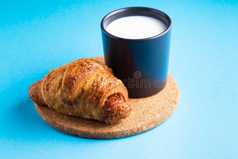Wheat Bread Breakfast and Milk in Morning, Croissant, Plate Stock Photo ...