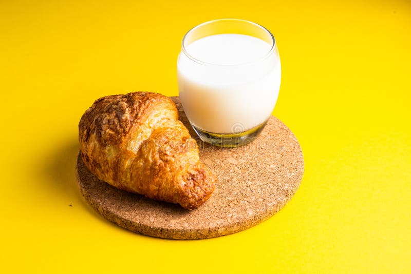 Wheat Bread Breakfast and Milk in Morning, Croissant, Plate Stock Photo ...