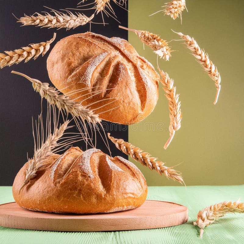 Wheat with Bread Falling Down Stock Illustration - Illustration of food ...