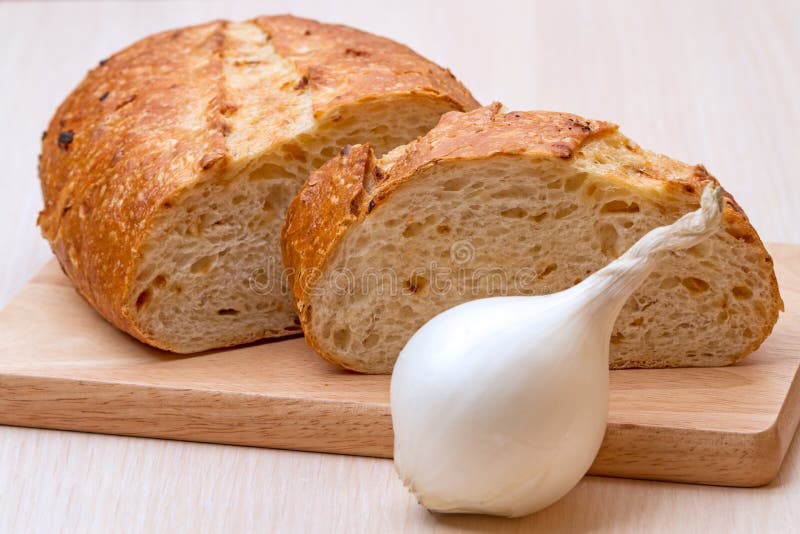 Wheat bread with onions stock photo. Image of bulb, bread - 90892766