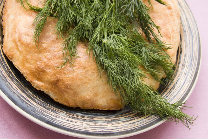 Wheat Bread on the Plate, with Fresh Dill Stock Image - Image of ...
