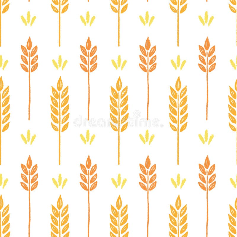 Wheat Brush Texture Seamless Pattern Background. Hand Drawn Crayon ...