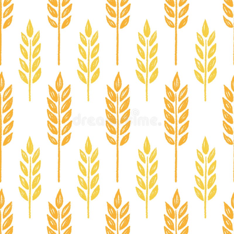 Wheat Brush Texture Seamless Pattern Background. Hand Drawn Crayon ...