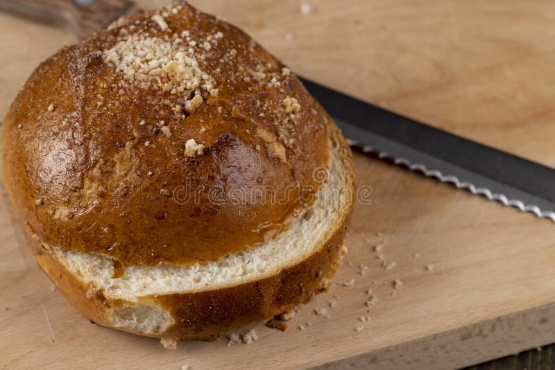 Wheat Bun with Large Pieces of Processed Cheese Inside Stock Image ...