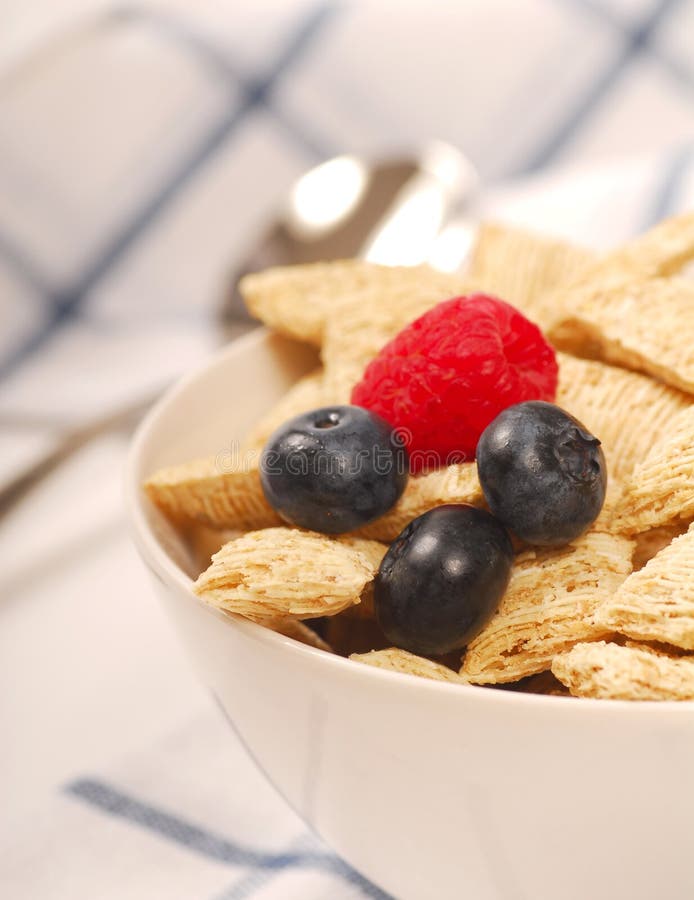 Wheat Cereal with Blueberries and Raspberry Stock Photo - Image of food ...