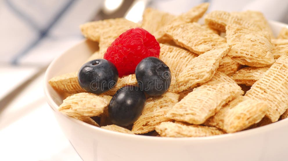 Wheat Cereal with Blueberries and Raspberry Stock Image - Image of ...