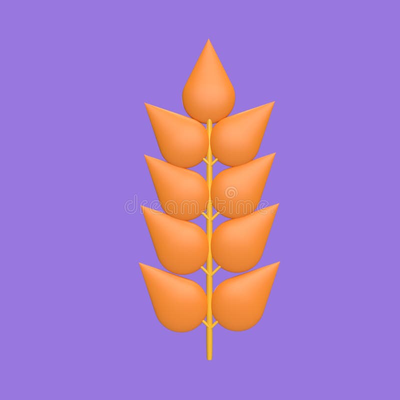 Wheat 3d Icon Model Cartoon Style Concept. Render Illustration Stock ...