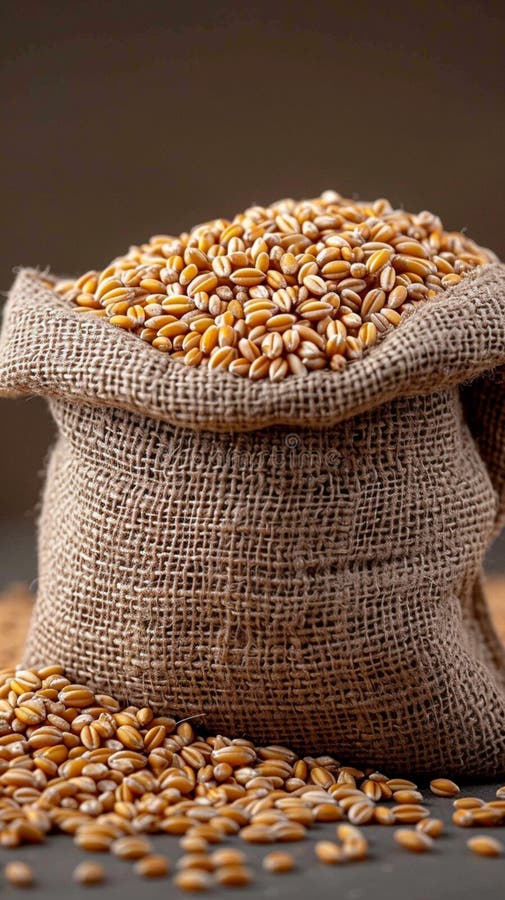 Wheat Detail Close Up of Wheat Stored in a Small Sack Stock ...