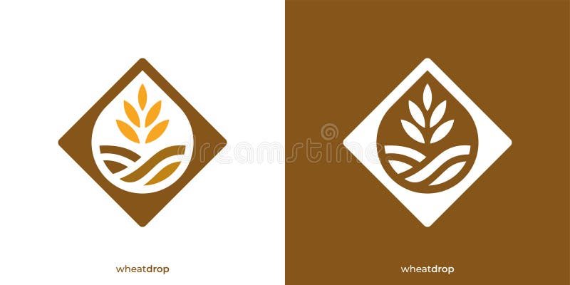 Creative Wheat Farm Logo Design. Wheat Grain Field and Water Drop in ...