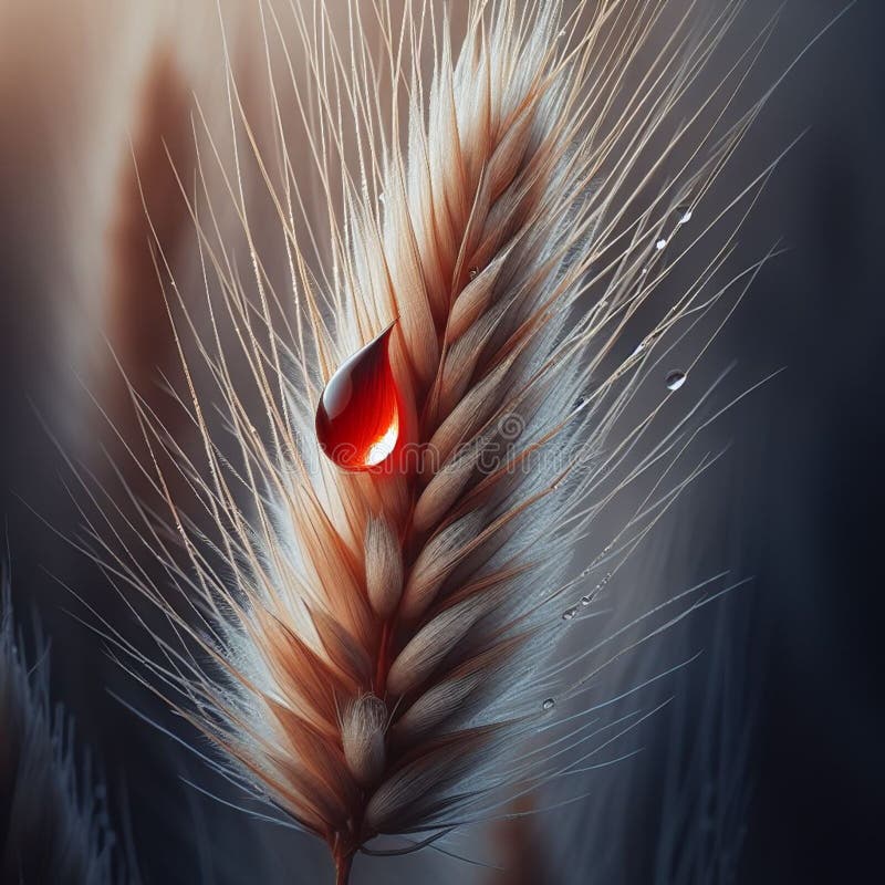 Wheat and Drop of Water on it. Conceptual Image Stock Illustration ...