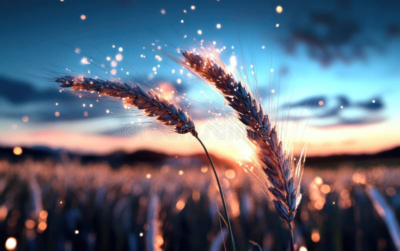 Wheat Ears Sway in a Field Under a Stunning Sunset Glow. Stock Photo ...
