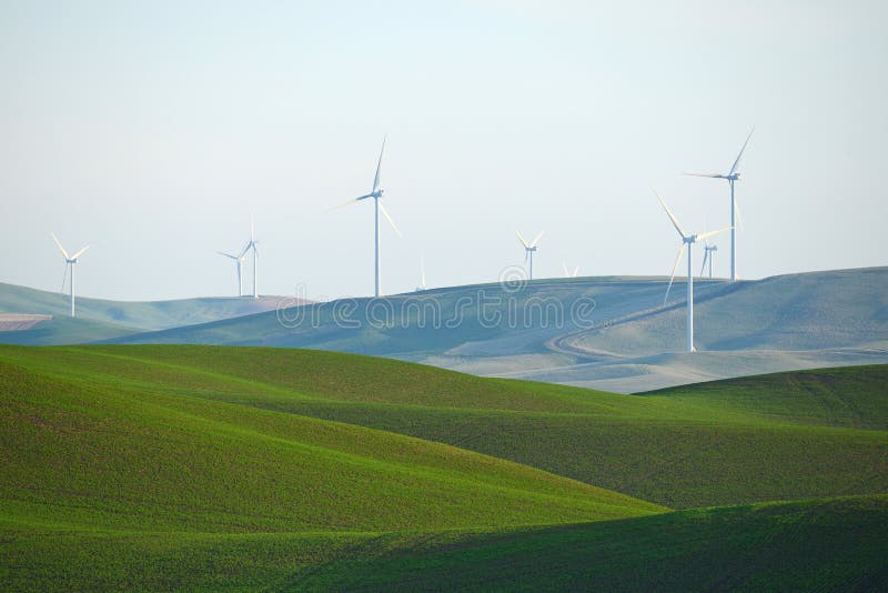 Wheat Farm Hill with Wind Mill Stock Photo - Image of state, farmland ...