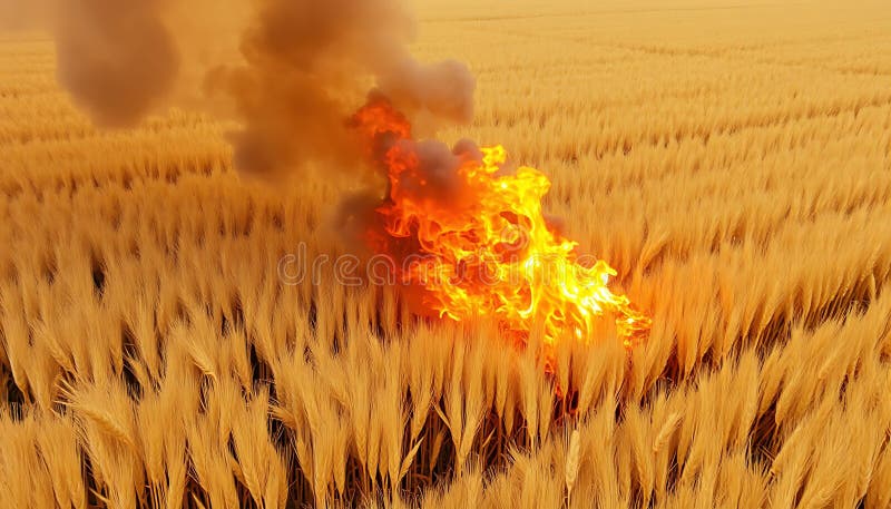 Wheat Field Fire, Agricultural Disaster and Wildfire in Crop Field ...