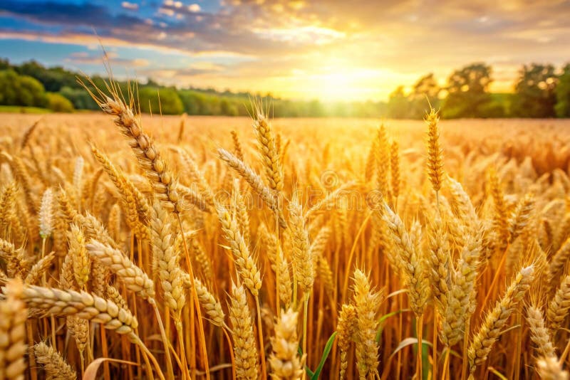 Wheat Field before Harvest Farm Garden in Maturation Stock Illustration ...