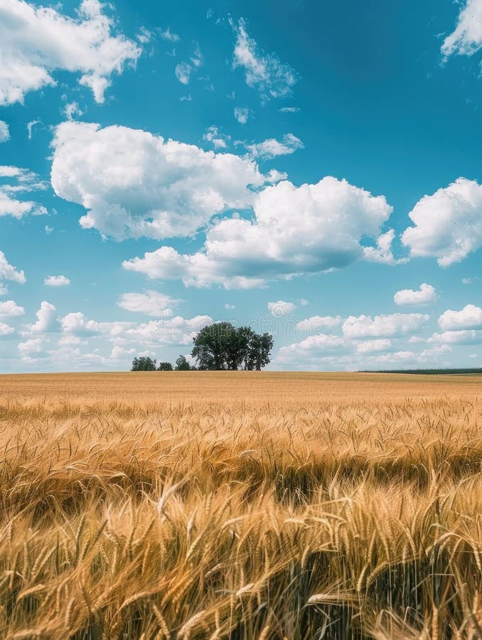 Wheat Field with Lone Tree stock image. Image of view - 374963395