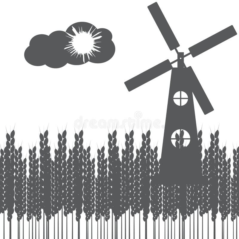 Wheat field stock vector. Illustration of outline, plant - 53864769