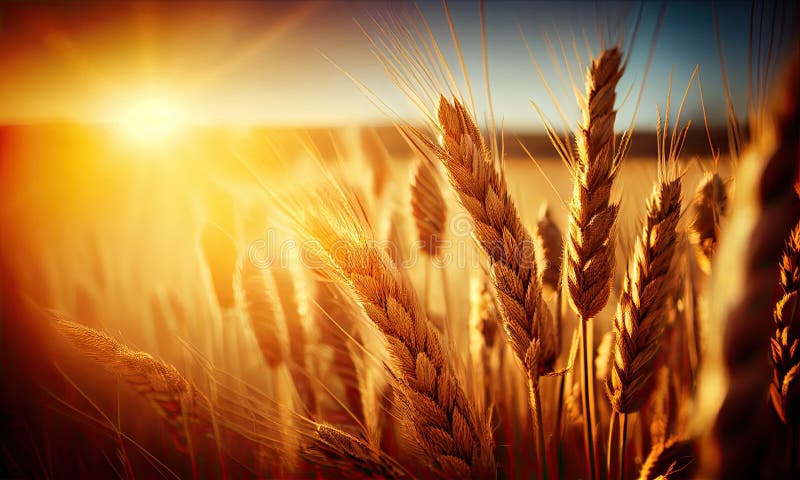 Wheat Field in the Sunlight, Generative AI Stock Illustration ...