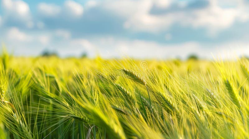 Wheat Field Waving in the Wind at Morning Stock Illustration ...