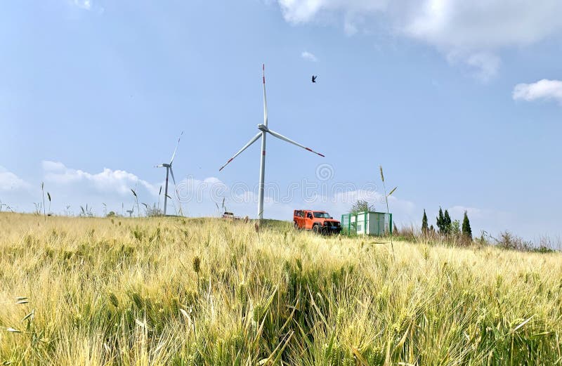 Wheat fields and cars stock image. Image of mill, mast - 331298125