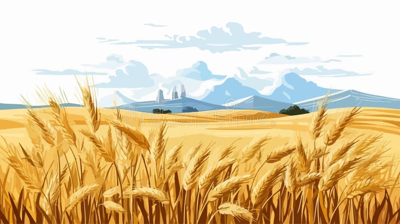 Wheat Fields Cartoon Vector Illustration Stock Vector - Illustration of ...