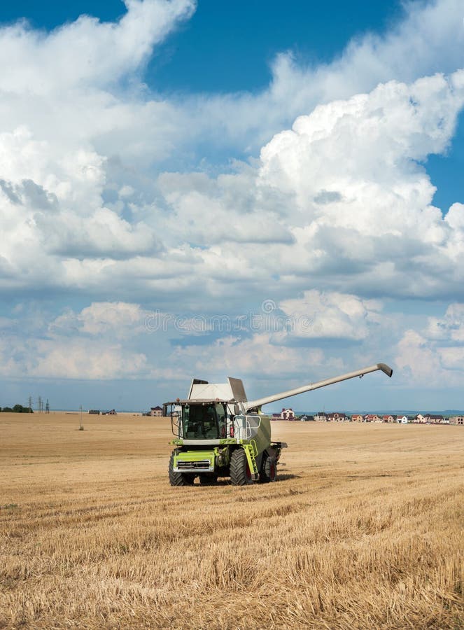 Wheat Fields and Harvester with Removed Unhooked Header Cutter,the End ...