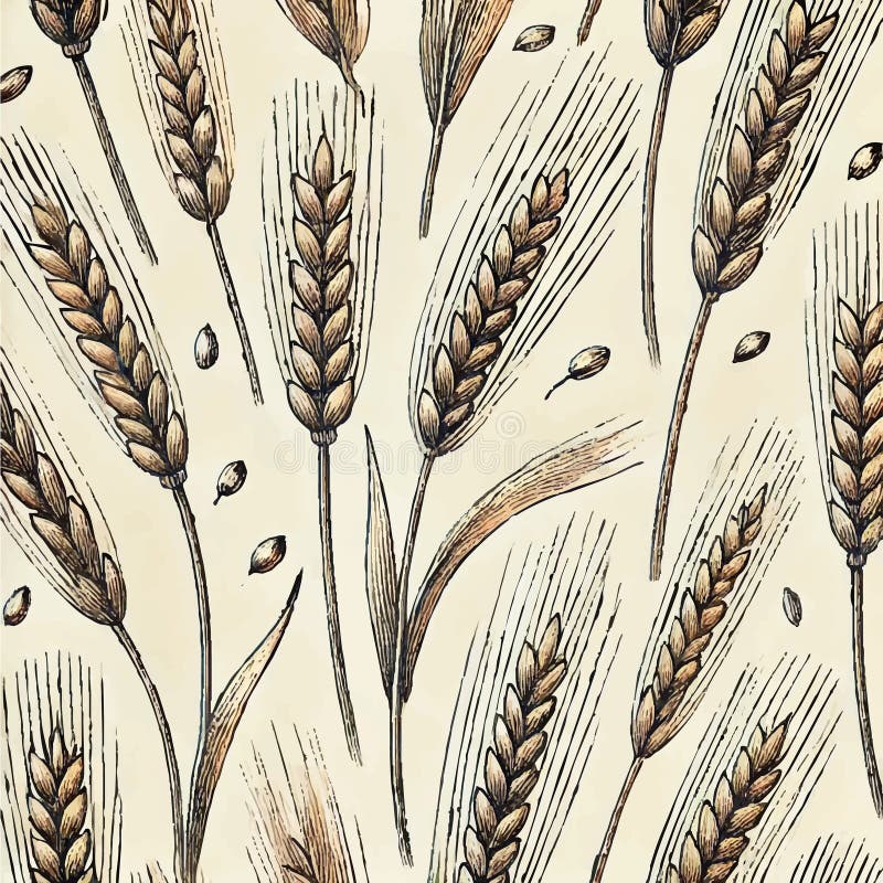 Wheat Fields Print Design in Vector Stock Vector - Illustration of ...