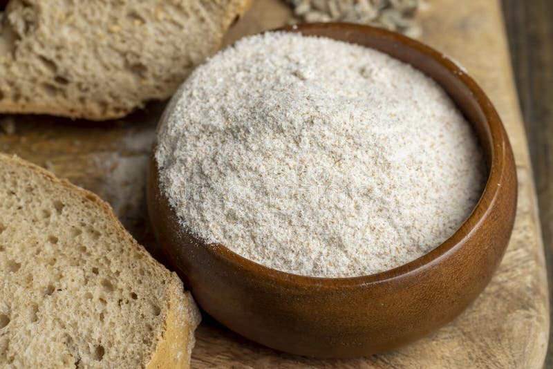 Wheat Flour with Bran for Cooking Bread Stock Photo - Image of brown ...