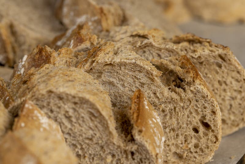 Wheat Flour Bread in Close-up Stock Photo - Image of bread, flour ...
