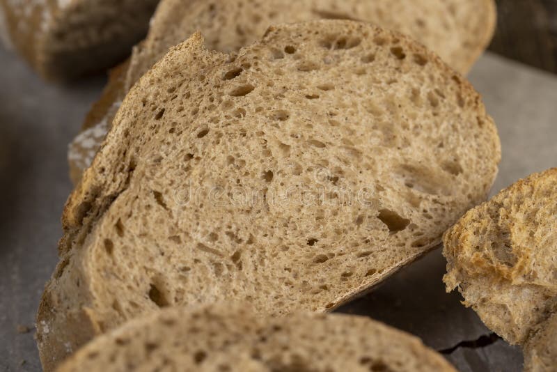 Wheat Flour Bread in Close-up Stock Image - Image of cutting, hand ...