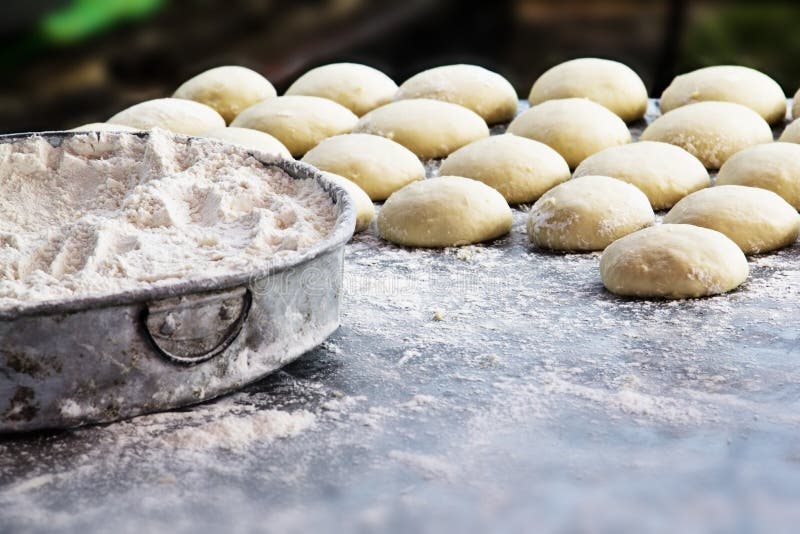Wheat flour and bun stock image. Image of bakery, freshness - 46895741