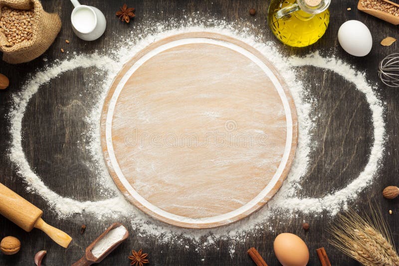 Wheat Flour and Cutting Board Stock Image - Image of pastry, powder ...