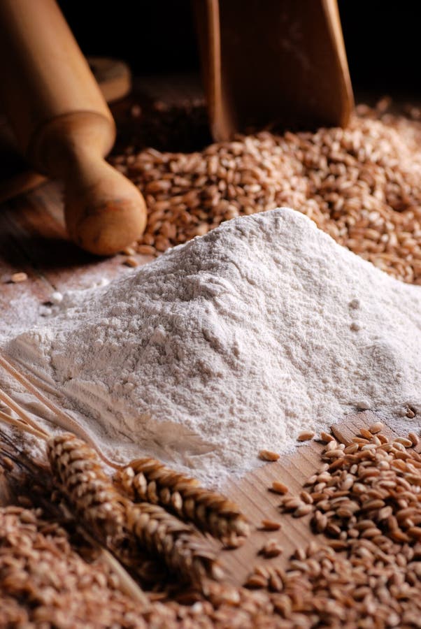 Wheat flour on the table stock image. Image of cereal - 37994757