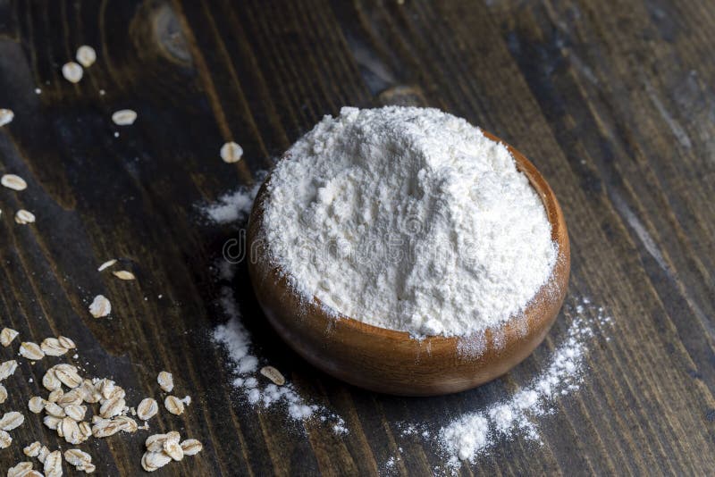 Wheat Flour from a Wooden Bowl Stock Photo - Image of wooden, white ...