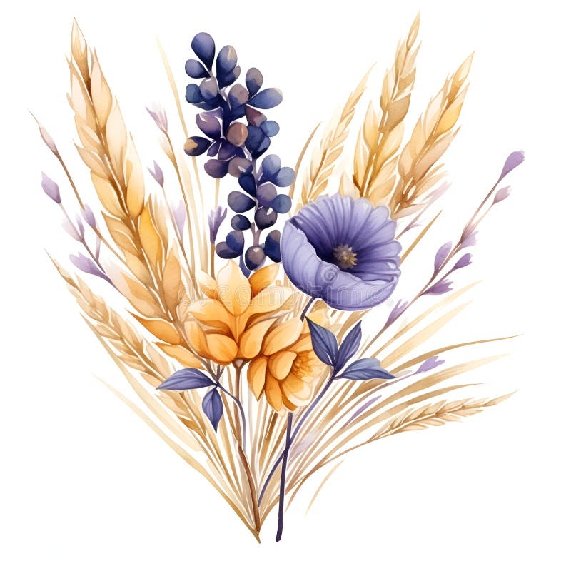 Wheat Flower Illustration, Generative Ai Stock Illustration ...