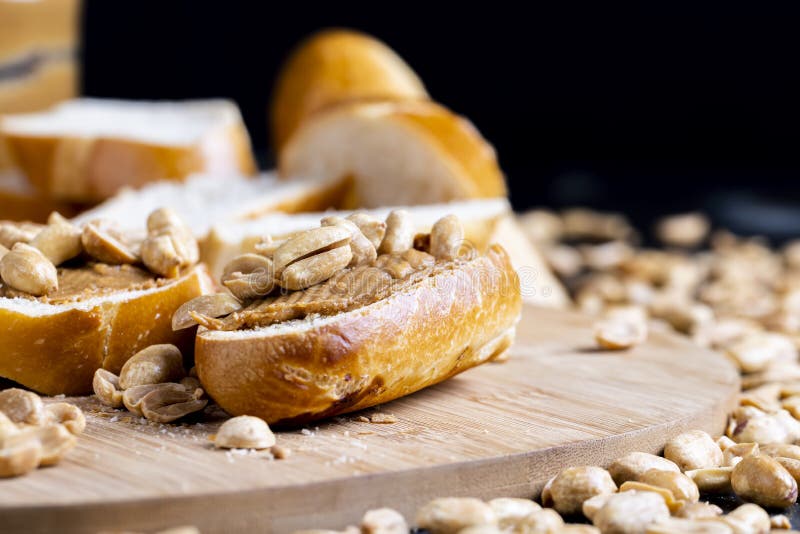 Wheat Fresh Baguette and Peanut Paste Stock Photo - Image of peanuts ...