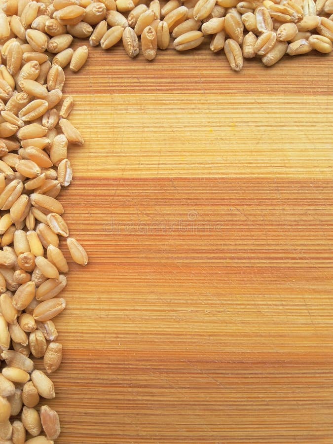Wheat Grain Border on Wooden Background Stock Photo - Image of ...