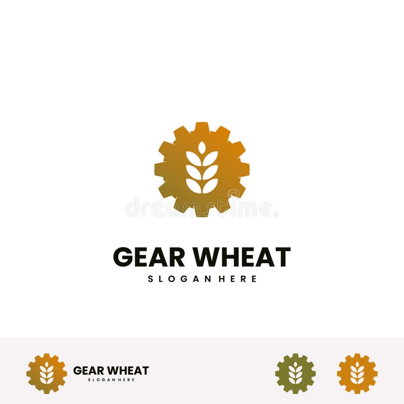 Wheat or Grain with Gear Logo Concept, Grain Machine Logo Vector Stock ...