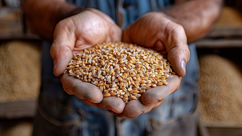Wheat Grain in a Hand after a Good Harvest of a Successful Farmer and ...