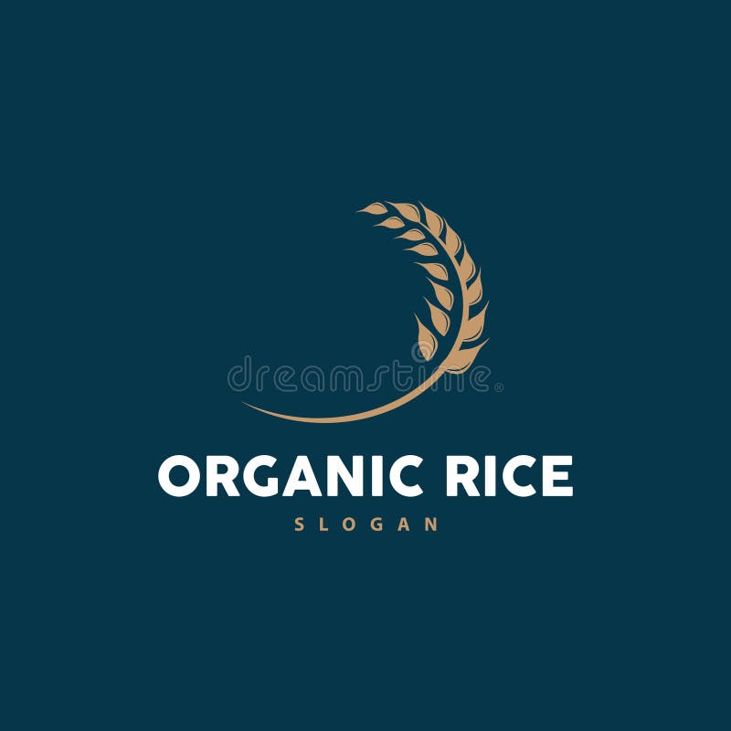 Wheat Grain Rice Logo, Simple Design Organic Vector Illustration Icon ...