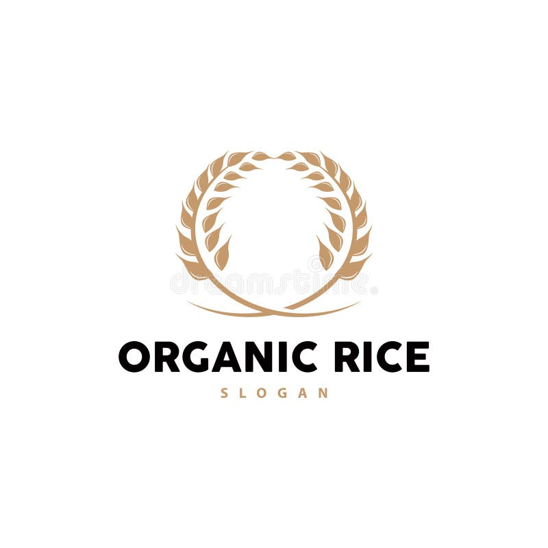 Wheat Grain Rice Logo, Simple Design Organic Vector Illustration Icon ...