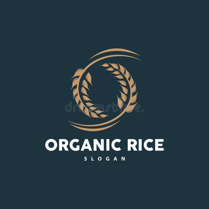 Wheat Grain Rice Logo, Simple Design Organic Vector Illustration Icon ...